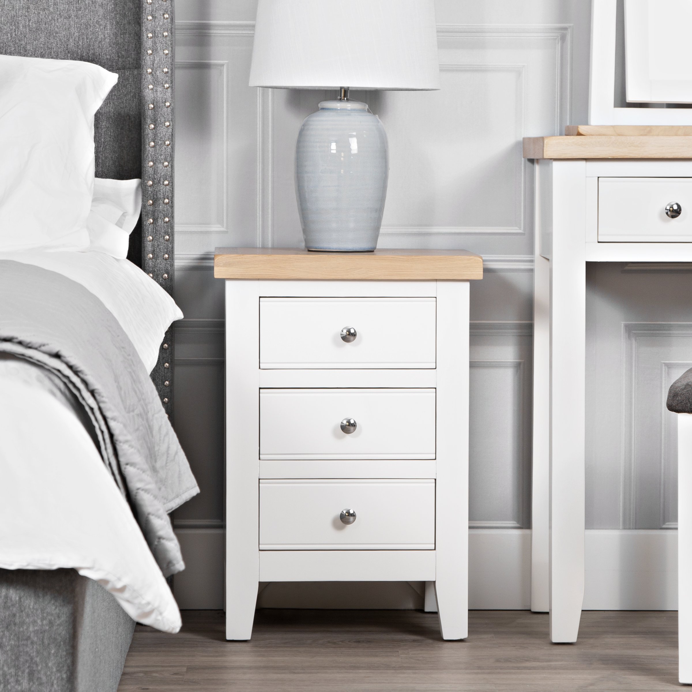 Large white bedside table store