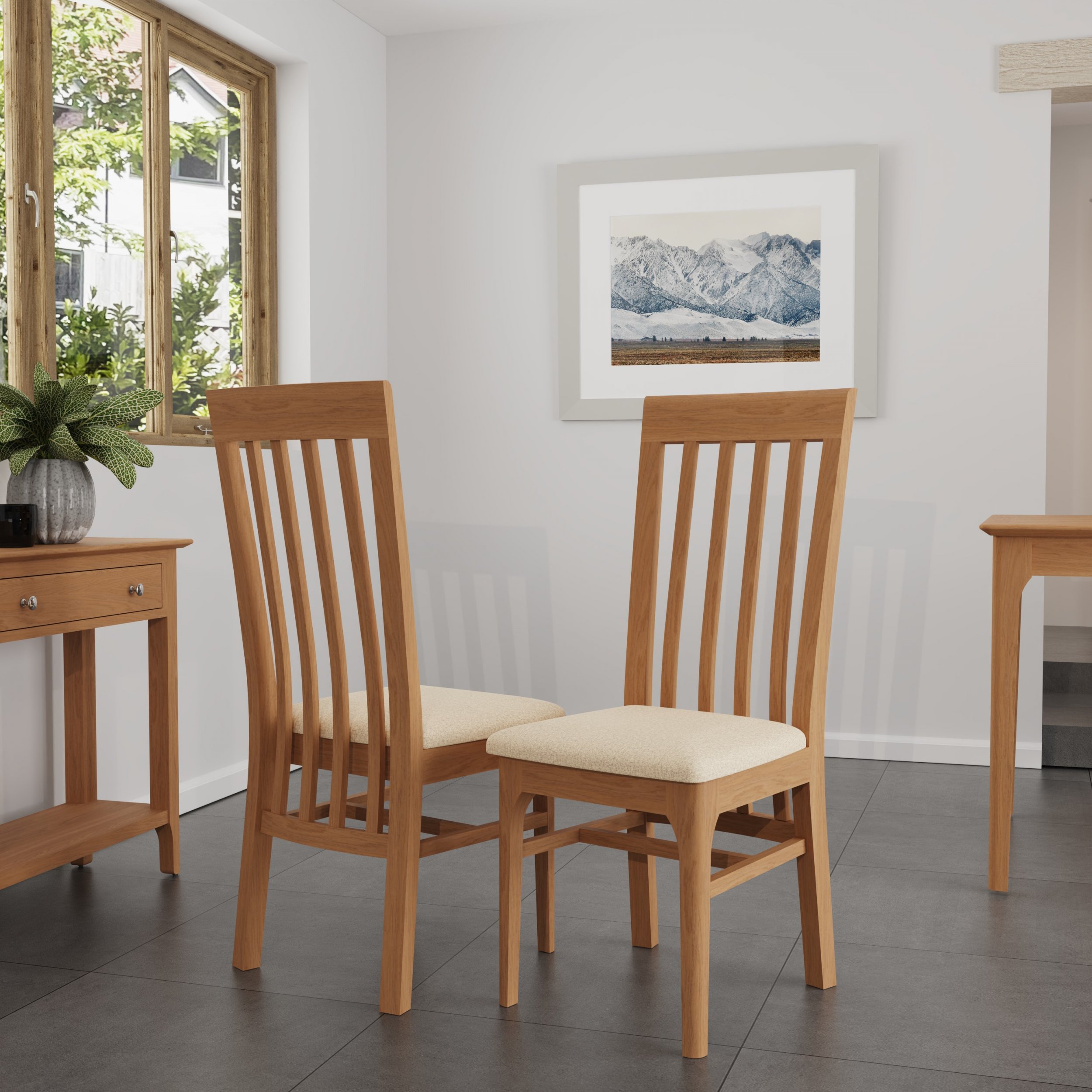 Pair of NT Dining Slat Back Chair Fabric The Clearance Zone